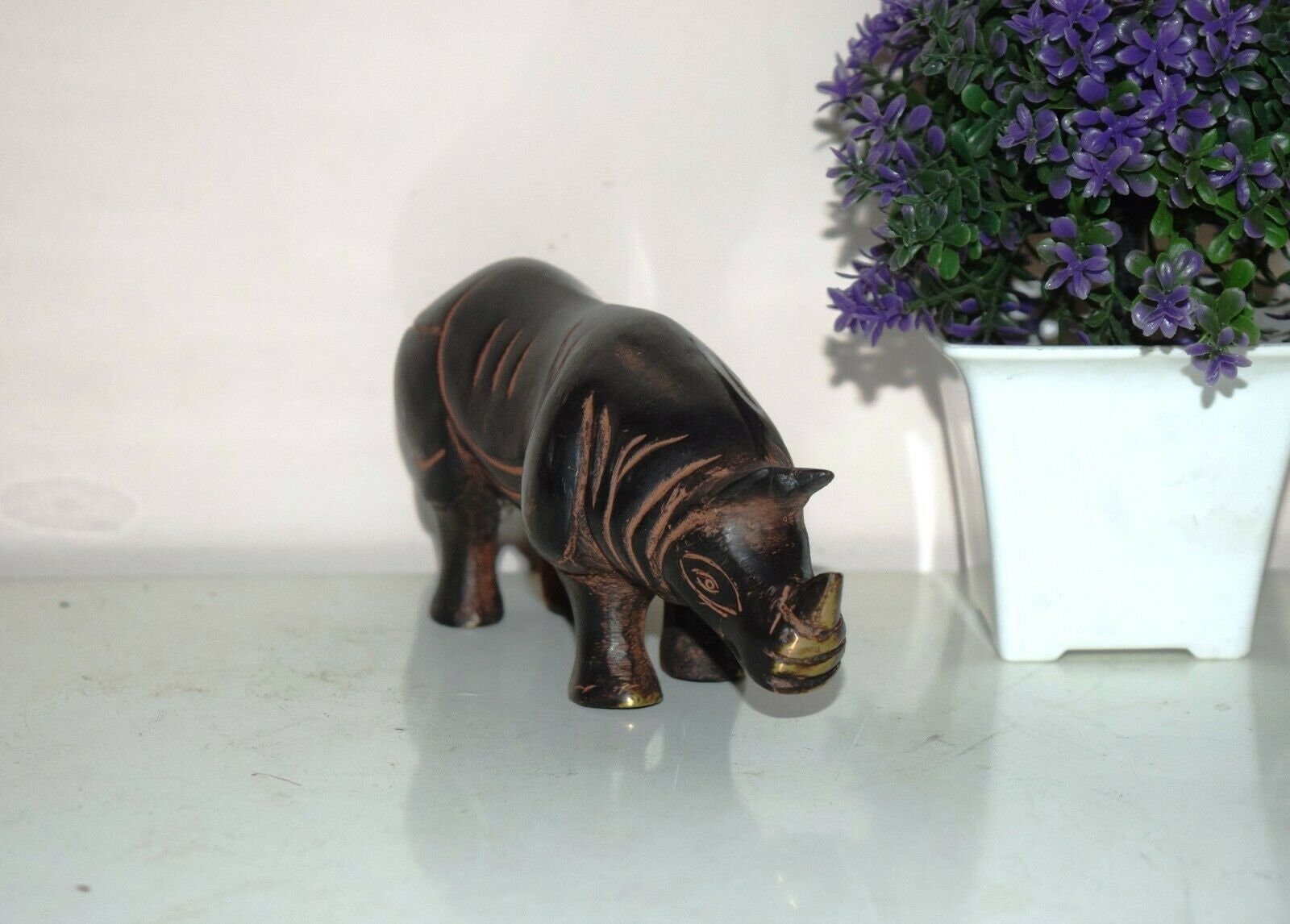 Rhino Figures Table Sculpture Brass Animal Statue Kids - Etsy
