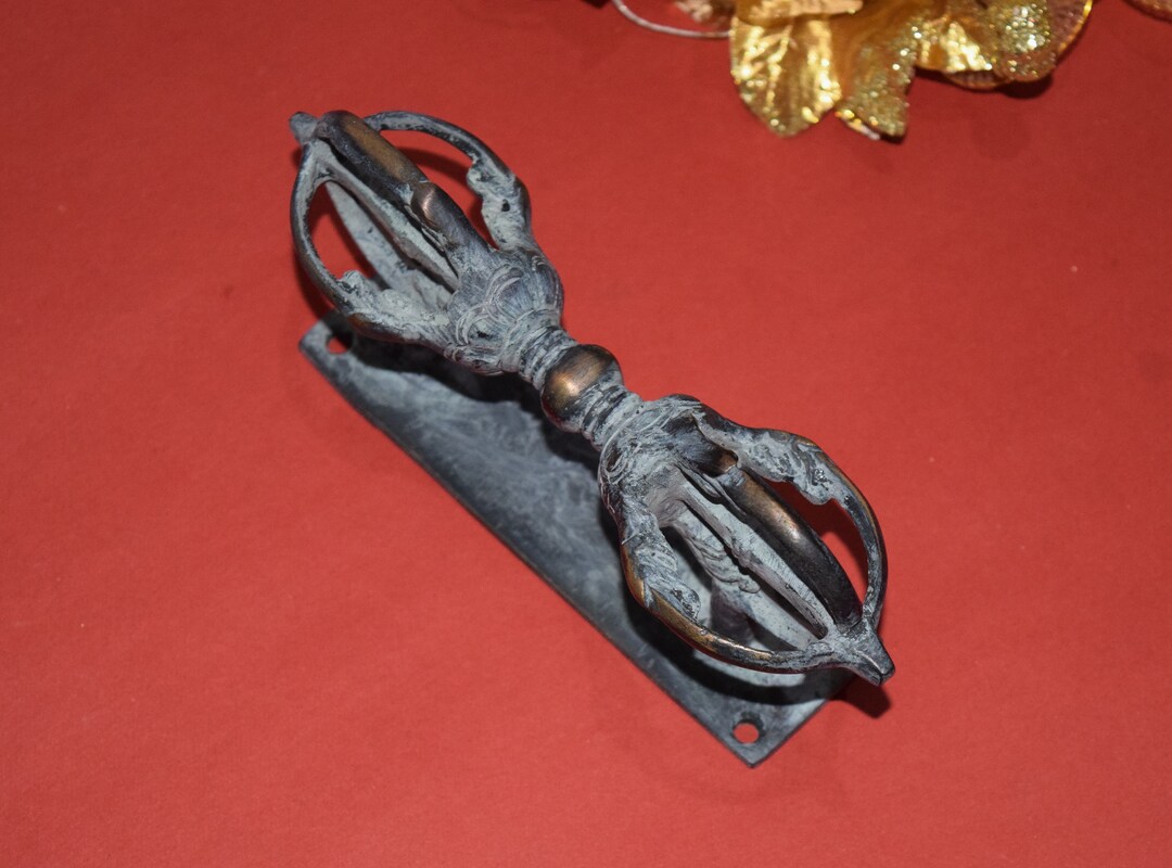 Brass Dorje Shape Door Handle Religious Symbol | Thunderbolt Vajra ...