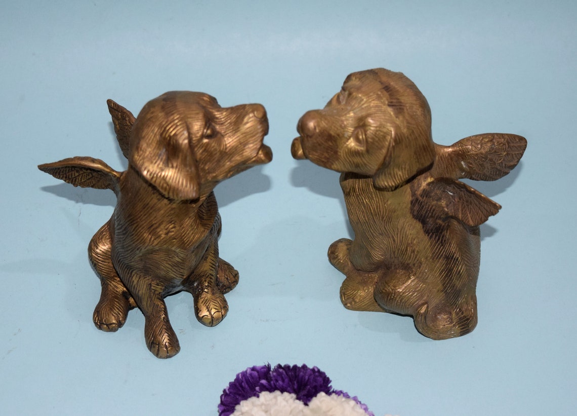 Poppet Angel Dog Statue | Loving Buddies Dog Set | Flying Puppy Pair - Etsy