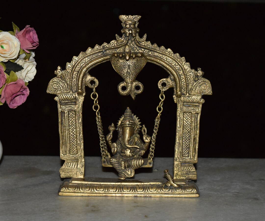 Swinging Ganesha Statue With Yali Snake Prabhaval Brass Goddess on ...
