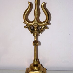 Hindu Deity Heritage Trishula | Brass Lord Shiva Trident With Damru ...