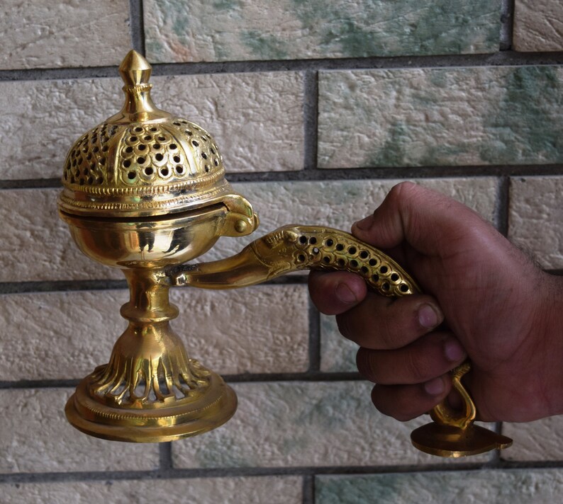 7.5" Inches Dhoop Dani Stand | Brass Jaali Dhoop Box | Temple ...