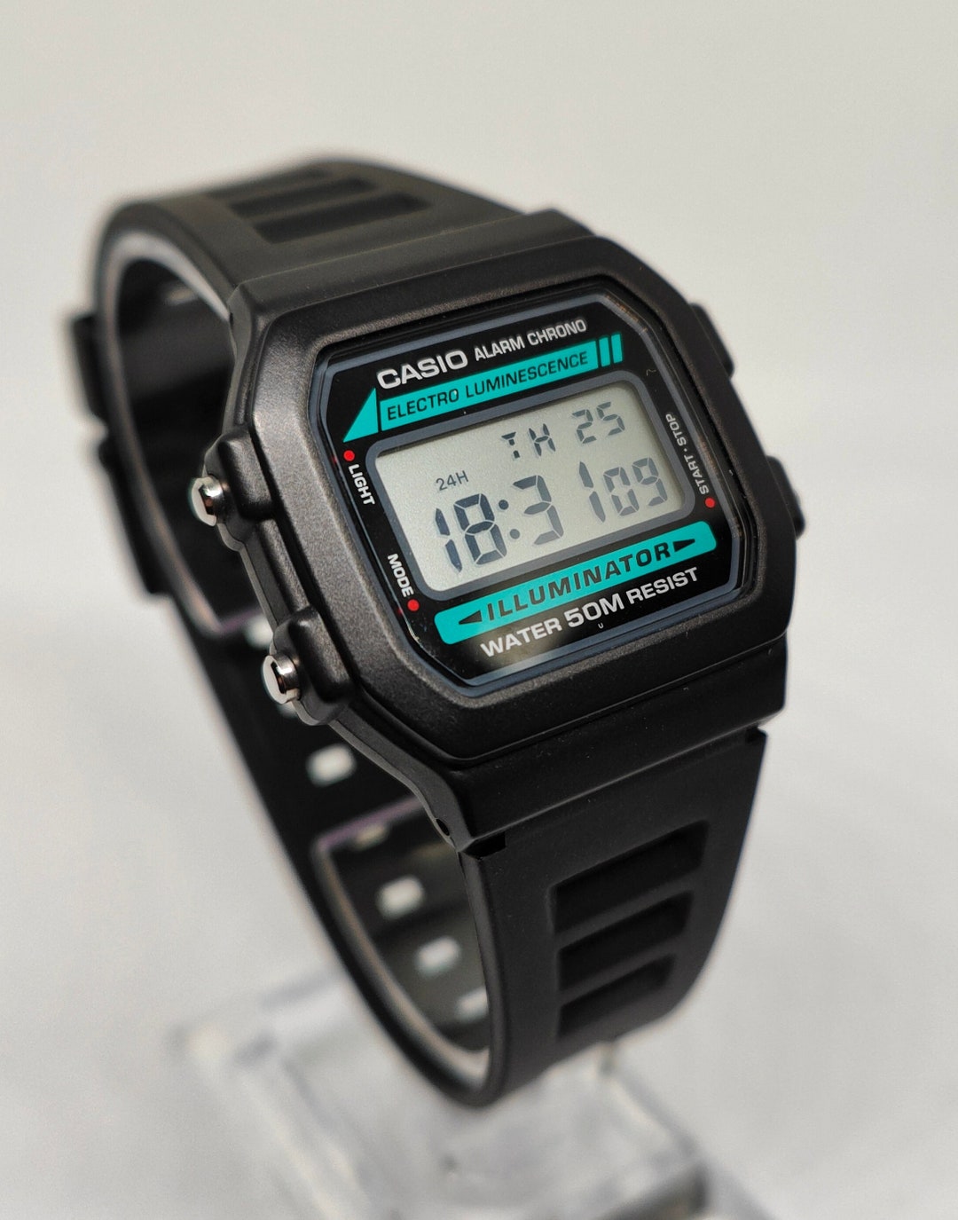 Casio 36mm Digital Wrist Watch Black W-59-1VQES, 50M Water Resistantance, Electroluminescent ...