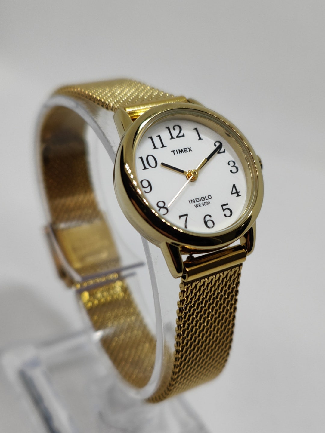 Ladies Timex Indiglo 25mm Gold Tone Watch, New Gold Strap & Batt ...