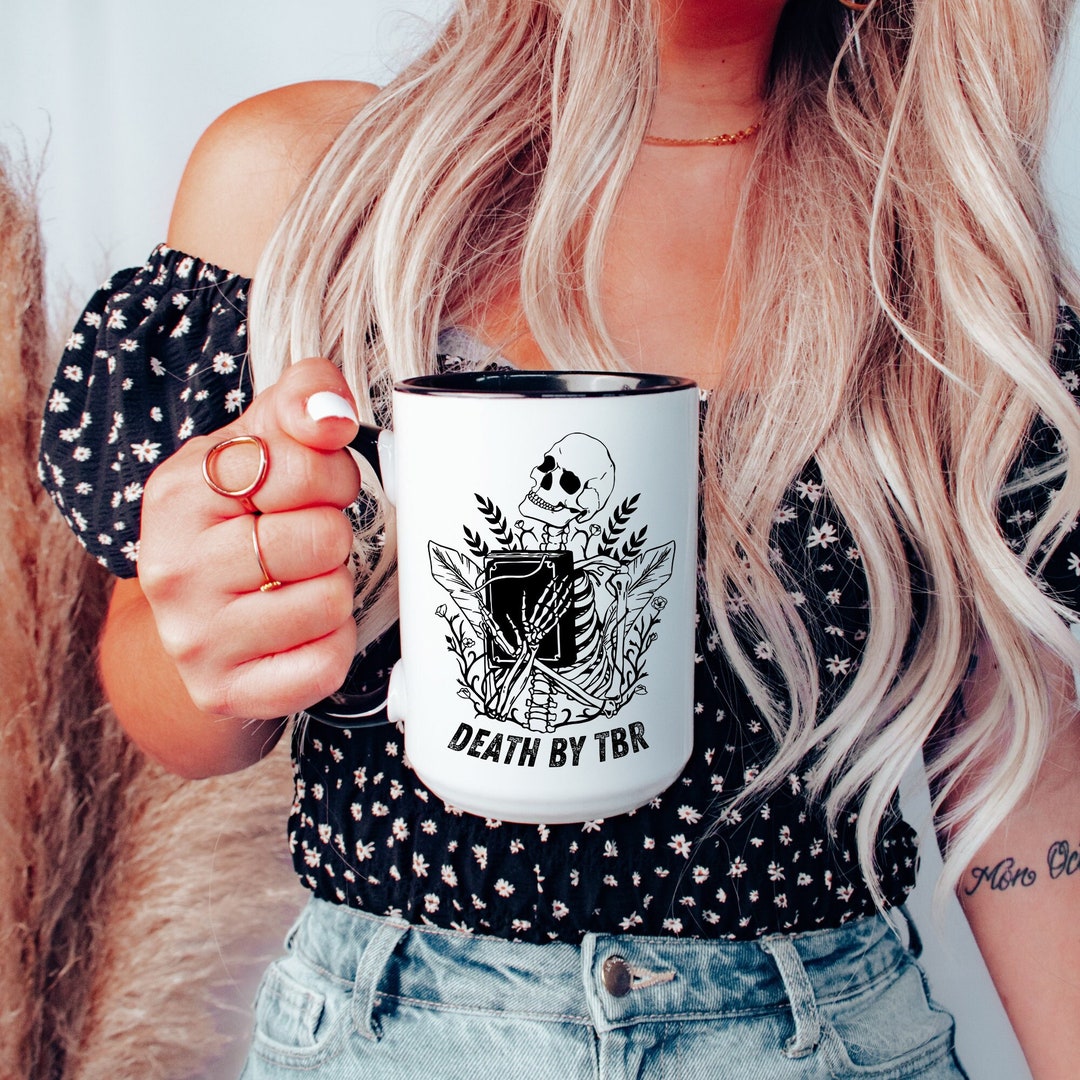 Book Mug Death by TBR Skeleton Mug Accent Mug Booktok Librarian Gifts ...