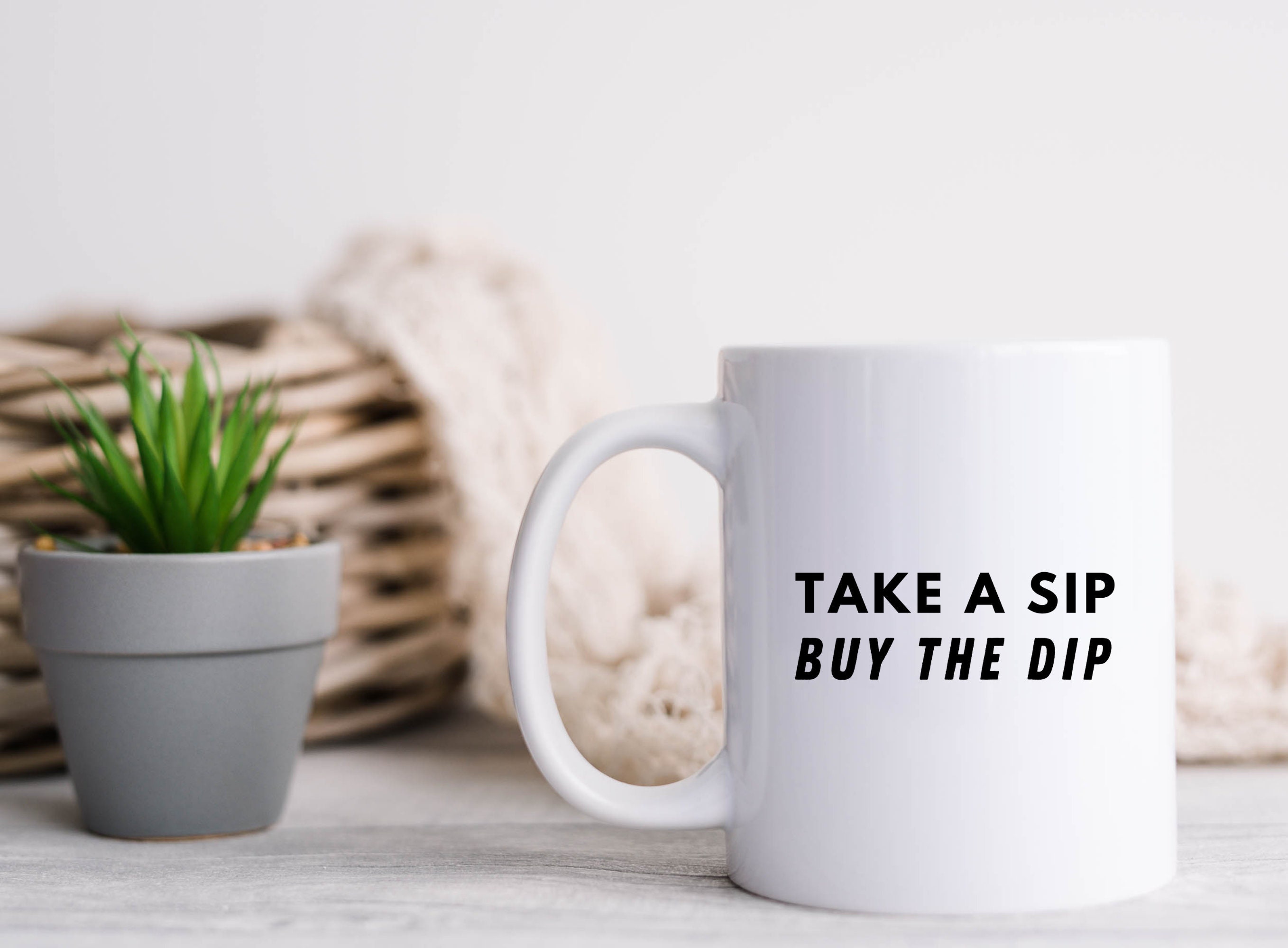 Take a Sip Buy The Dip White Ceramic Mug WallStreetBets | Etsy