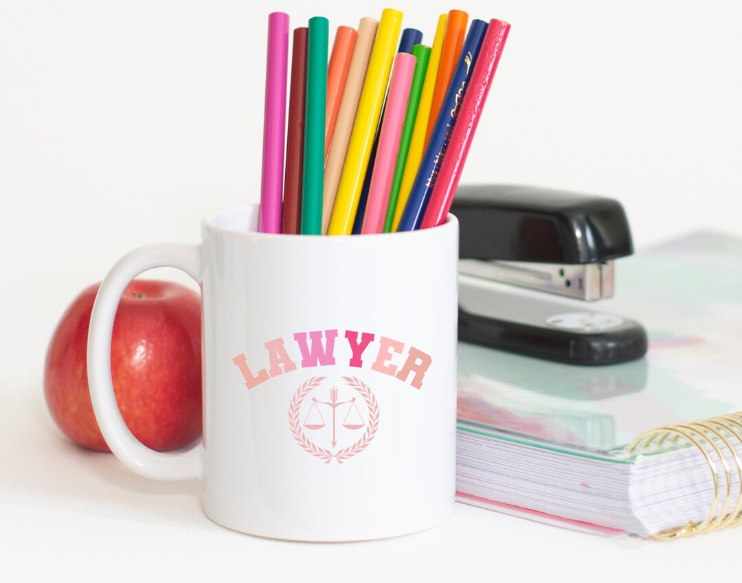 Lawyer Mug Pink Varsity Letters Scales of Justice the Future is Female ...