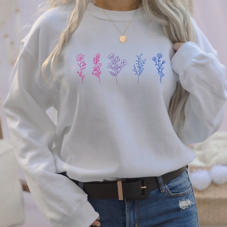 Subtle Bi Pride Wildflower Crewneck Sweatshirt Bi Flag Subtle Pride ...