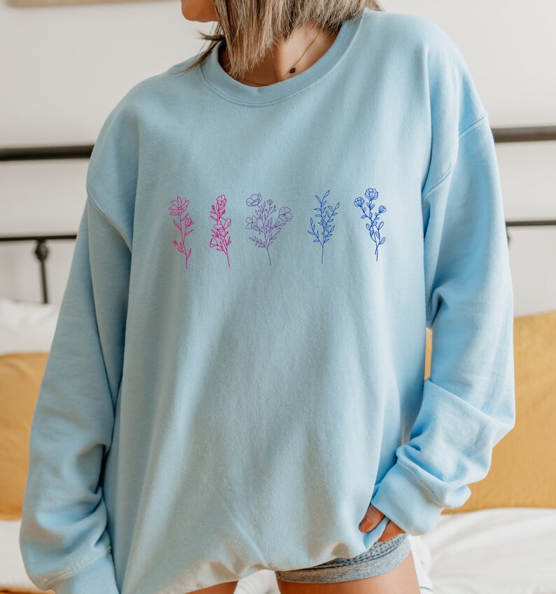 Subtle Bi Pride Wildflower Crewneck Sweatshirt Bi Flag Subtle Pride ...