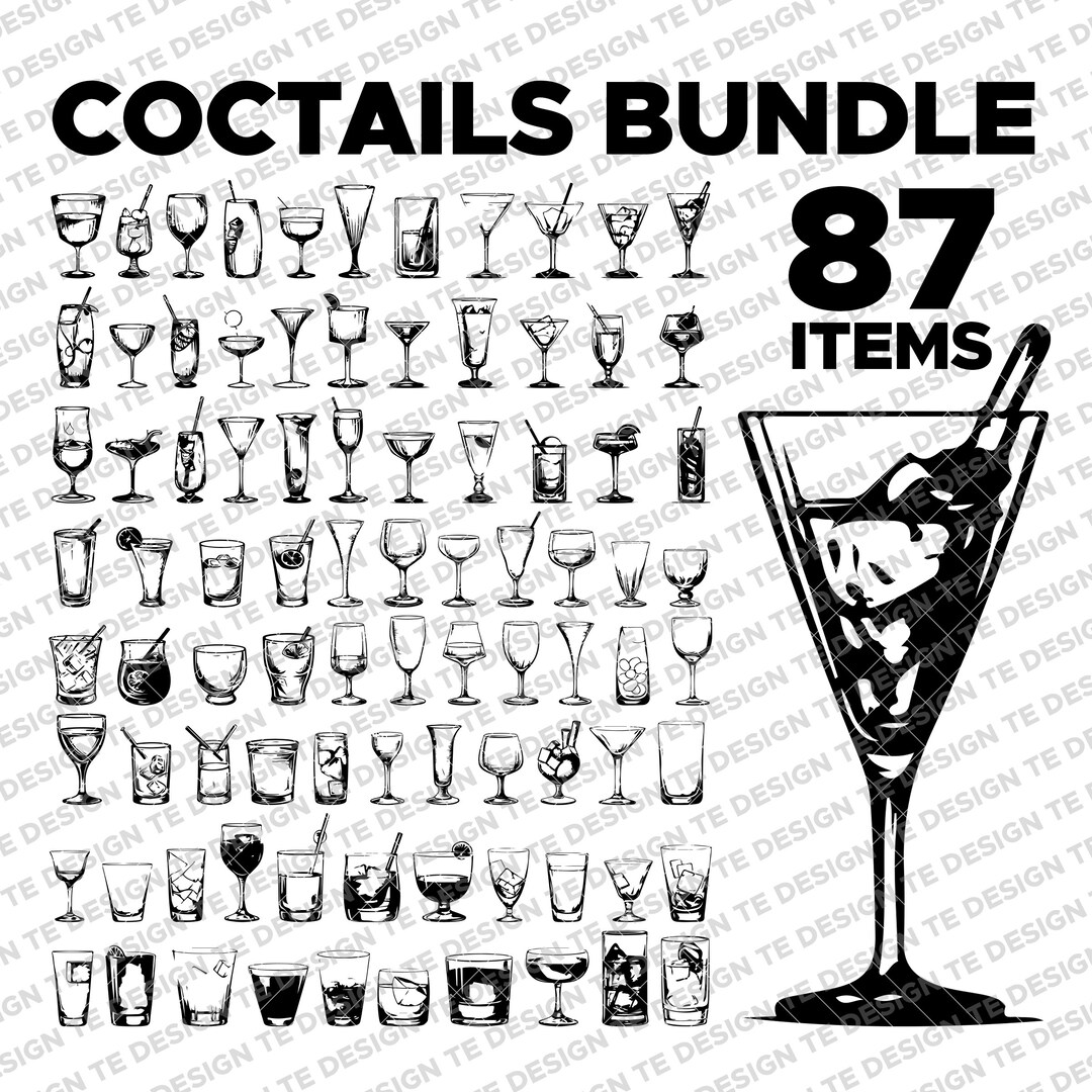 Cocktail SVG Cocktails Svg Bundle, Cocktails en couches, Bundle ...
