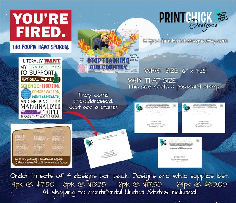 Political Postcard Campaign Pack 2025: Pre-addressed to Donald Trump - Etsy