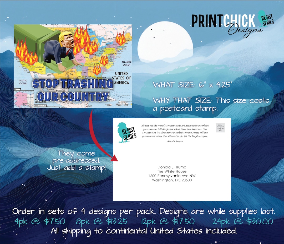 Political Protest Postcards: TRUMP TRASH Series, Pre-addressed - Etsy