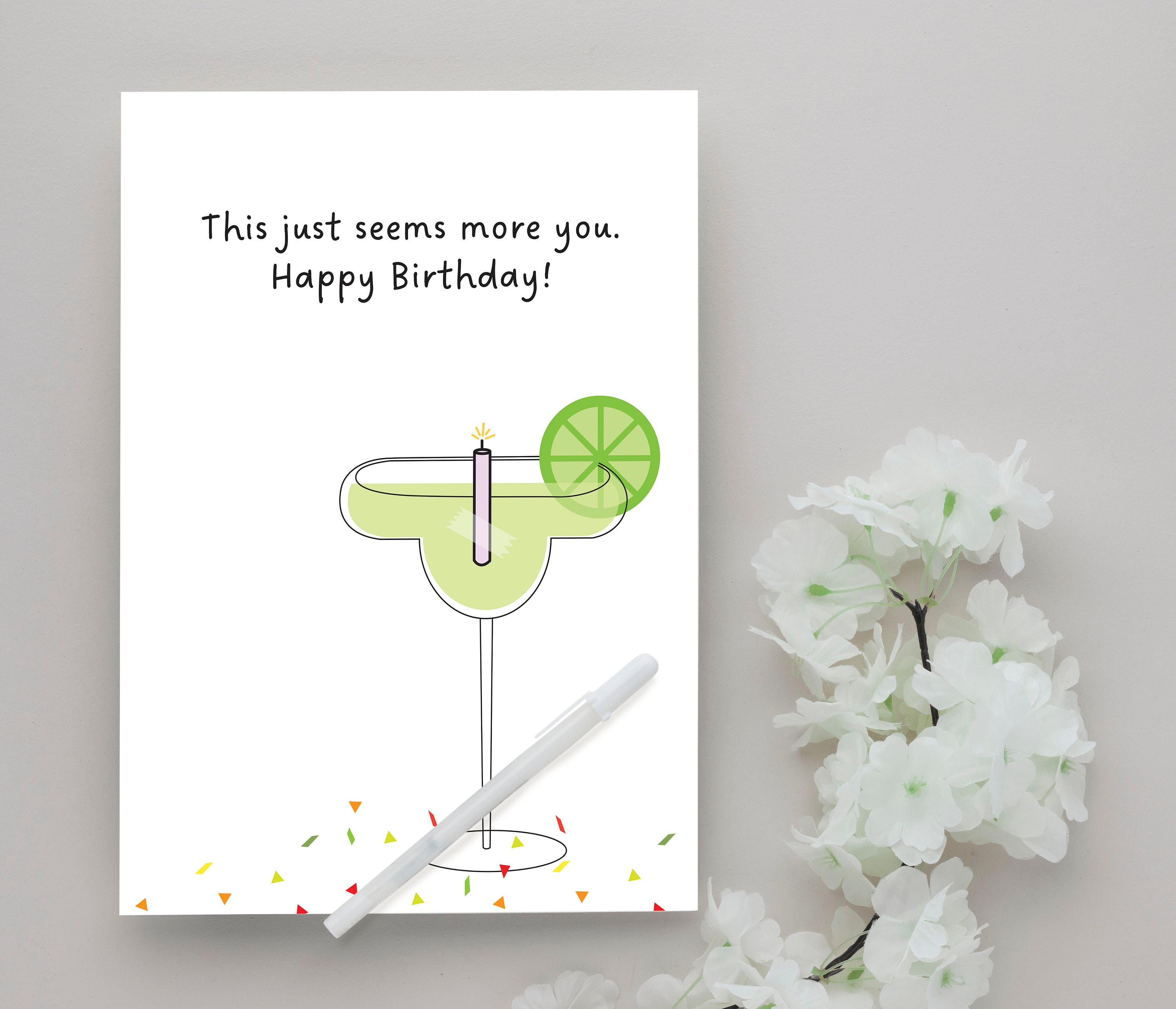 More You Margarita Happy Birthday Greeting Card With White Envelope - Etsy