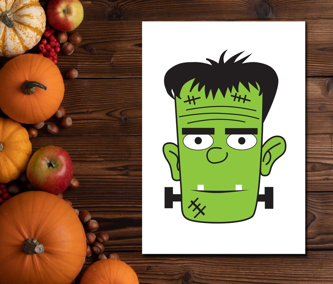 Frankenstein Halloween Cards With Blank Inside and With a White ...
