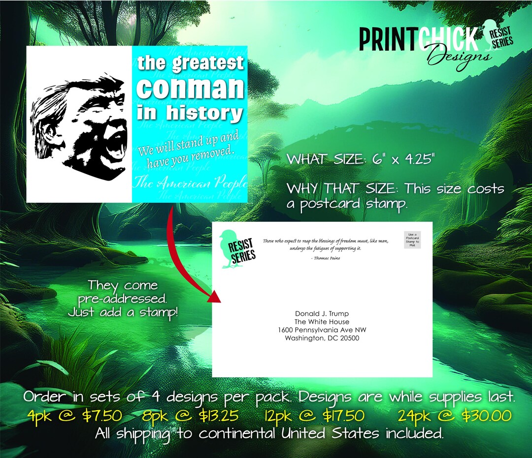Political Protest Postcards: Trump Conman Series, Pre-addressed - Etsy