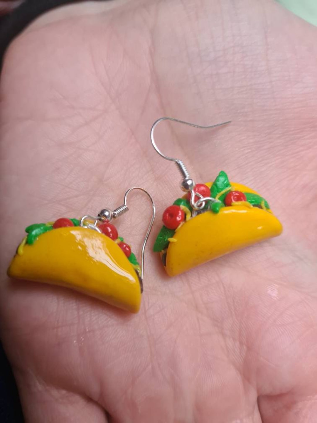 Aretes de arcilla de comida rápida Taco peculiares hechos a - Etsy España