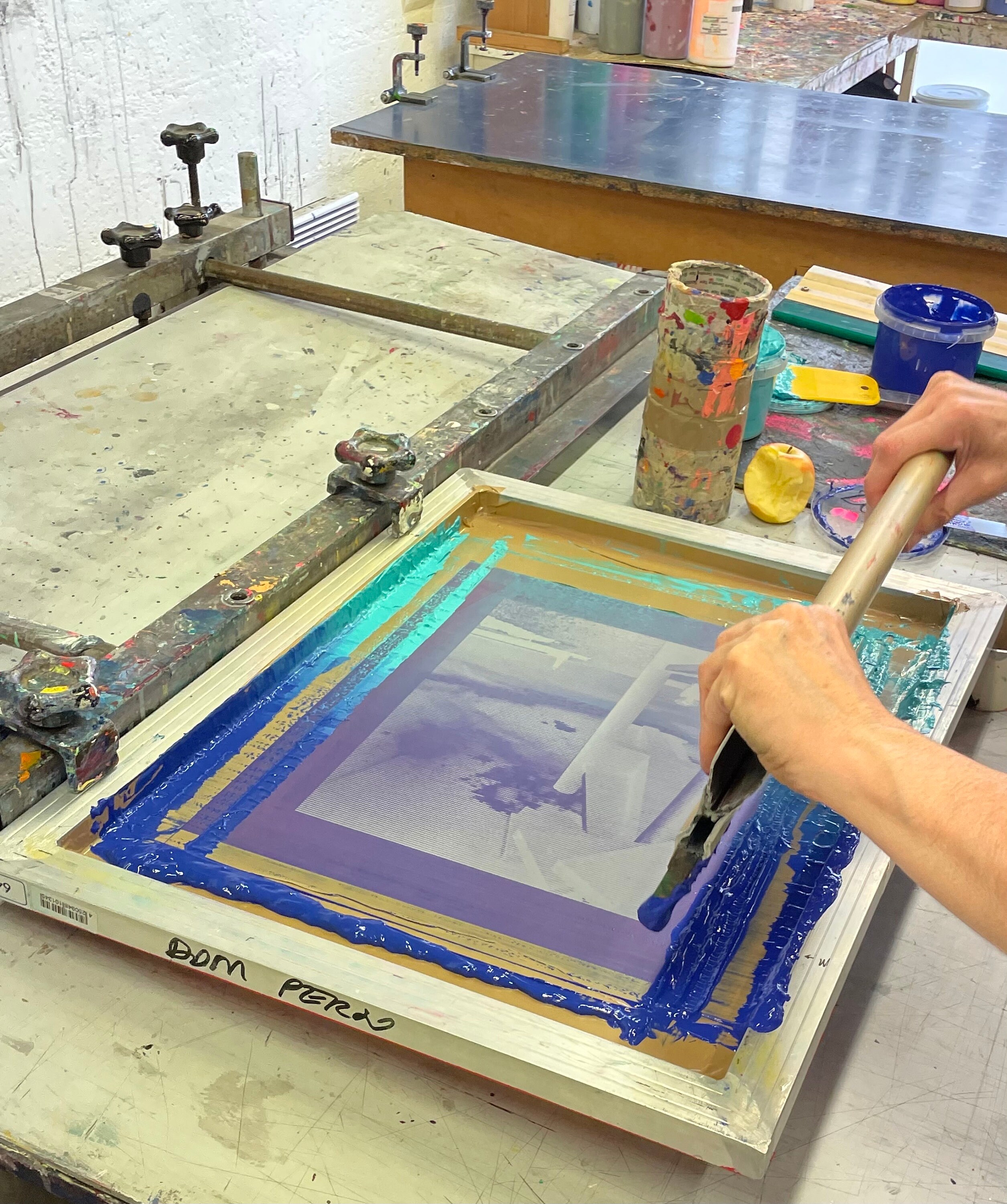 Original screenprint (unique artist's proof) representing a polo match ...