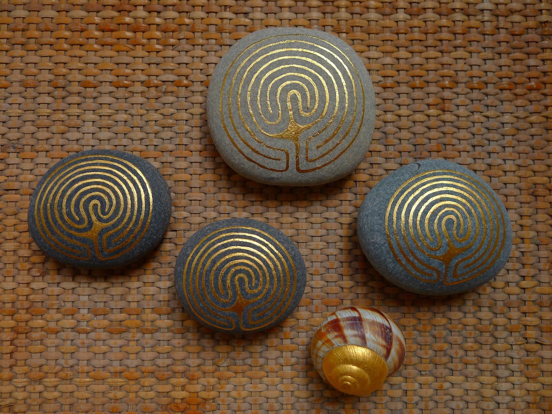 Celtic Labyrith Gilded With 24 Carat Gold Leaf on Stone - Etsy