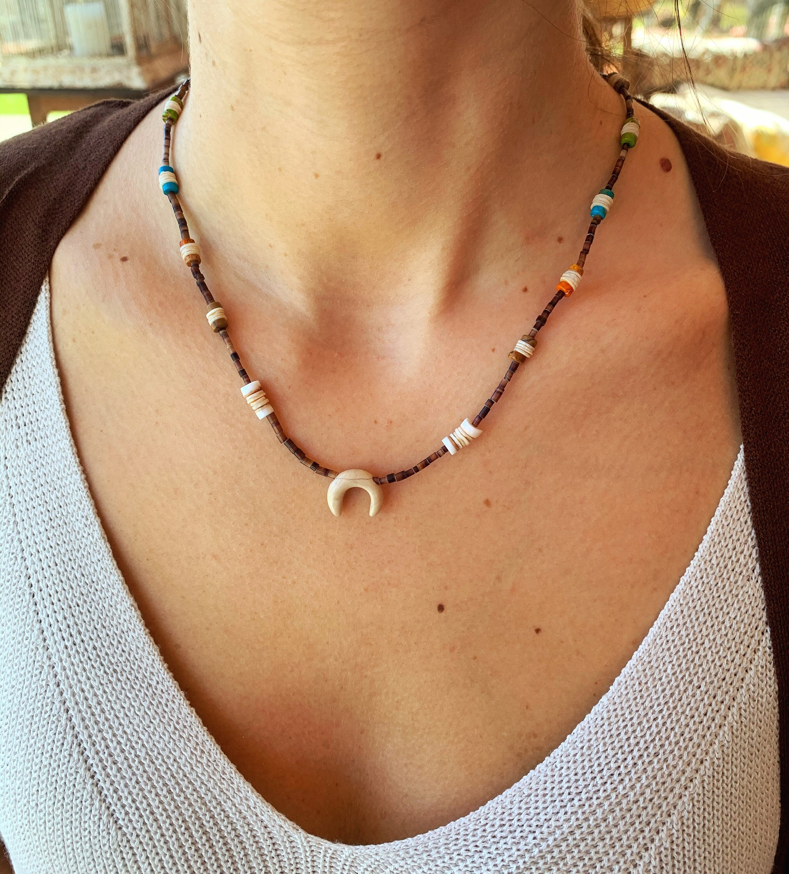 Crescent Moon Seashell Pendant Necklace. - Etsy