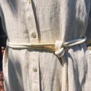Gold Leather & Cotton Rope Belt: Handmade Boho Women's Belt - Etsy