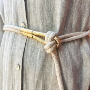Gold Leather & Cotton Rope Belt: Handmade Boho Women's Belt - Etsy