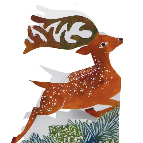 3D Tri-fold Card Linocut Winter Christmas Berry Birds | Etsy