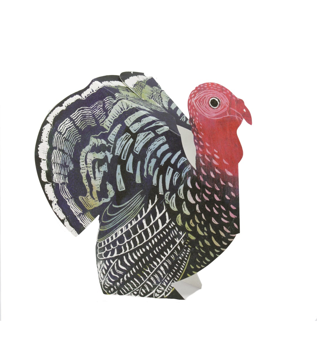 3D Card, Linocut Winter Christmas Norfolk Turkey - Etsy