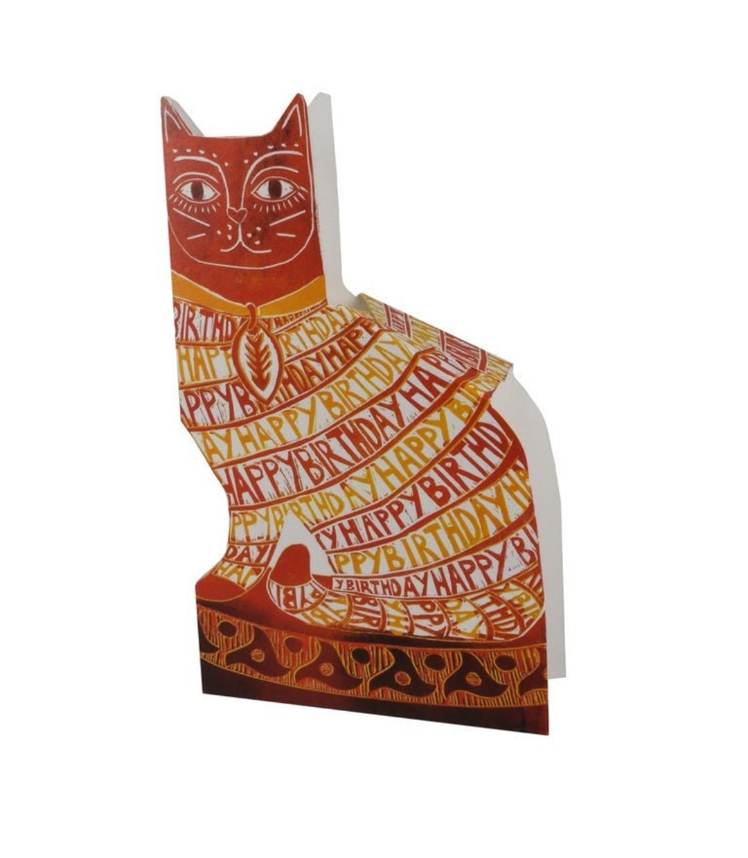 3D Card, Linocut Happy Birthday Ginger Cat - Etsy