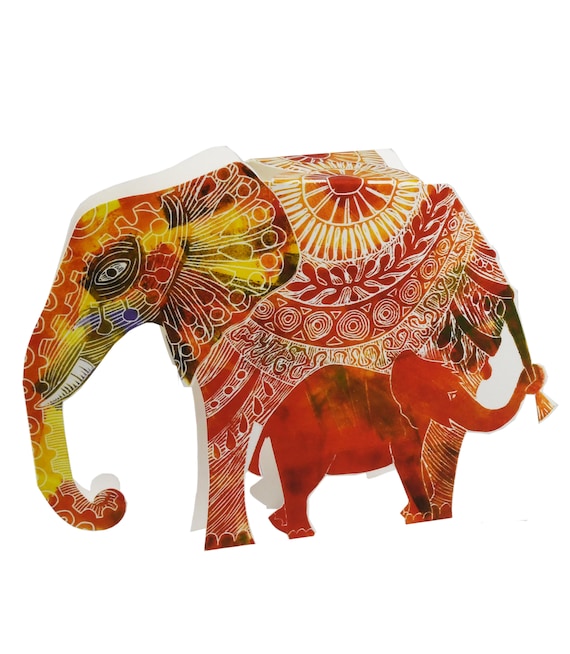 3D Card Linocut Elephant With Baby Elephant - Etsy UK