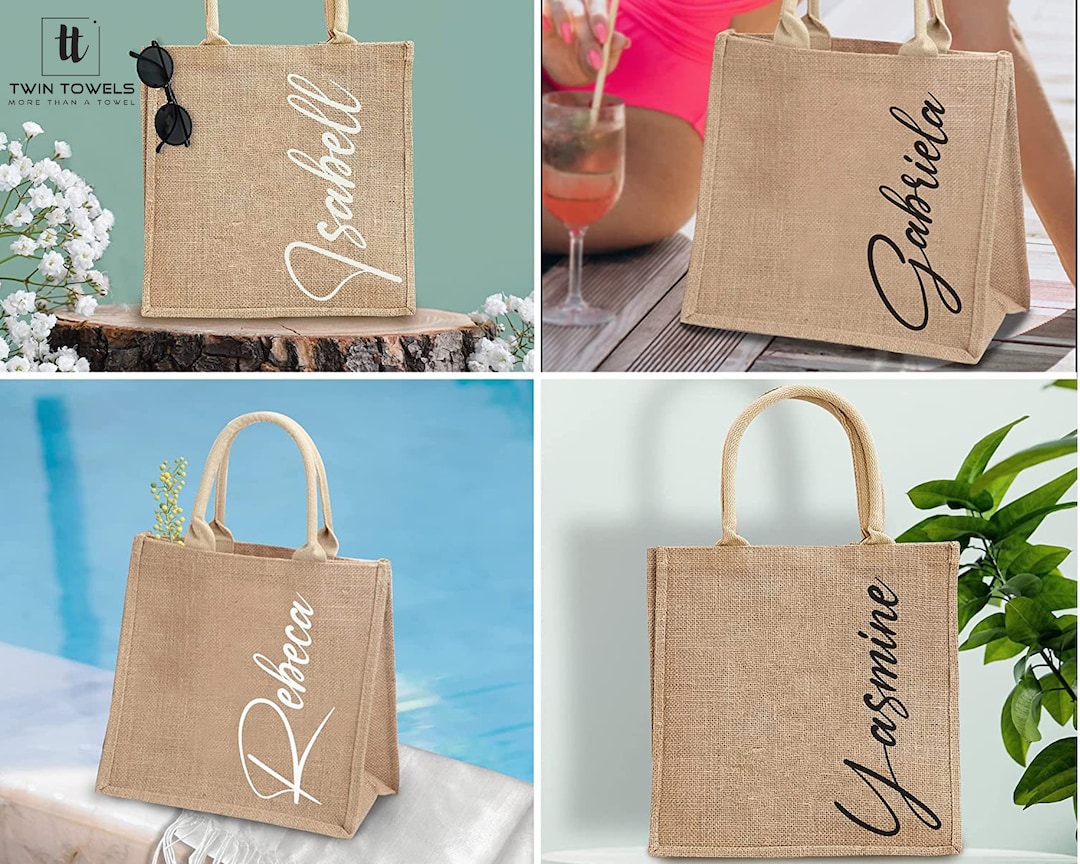 Customized Jute Tote Bag, Personalized Gift for Bridesmaid ...