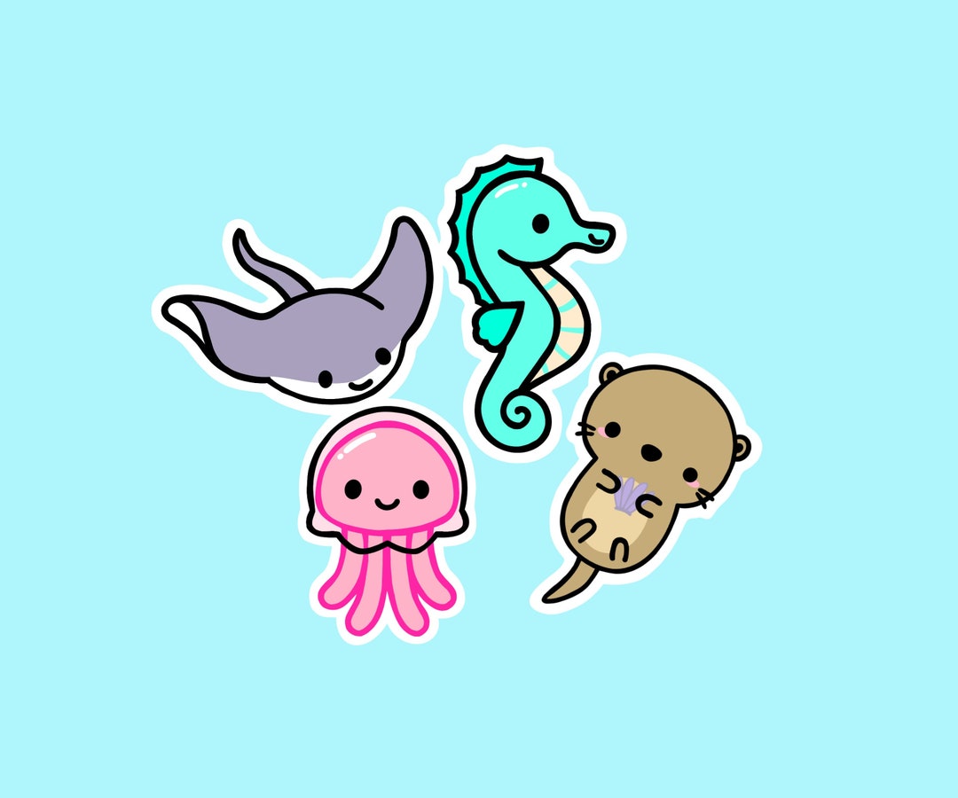 Sea Life Sticker Pack, Waterproof Stickers, Animal Stickers, Summer ...