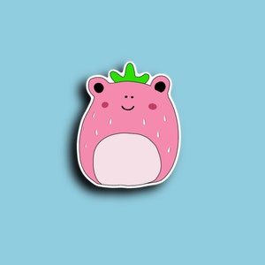 Frog Squishmallow Waterproof Stickers, Strawberry Frog, Cute ...