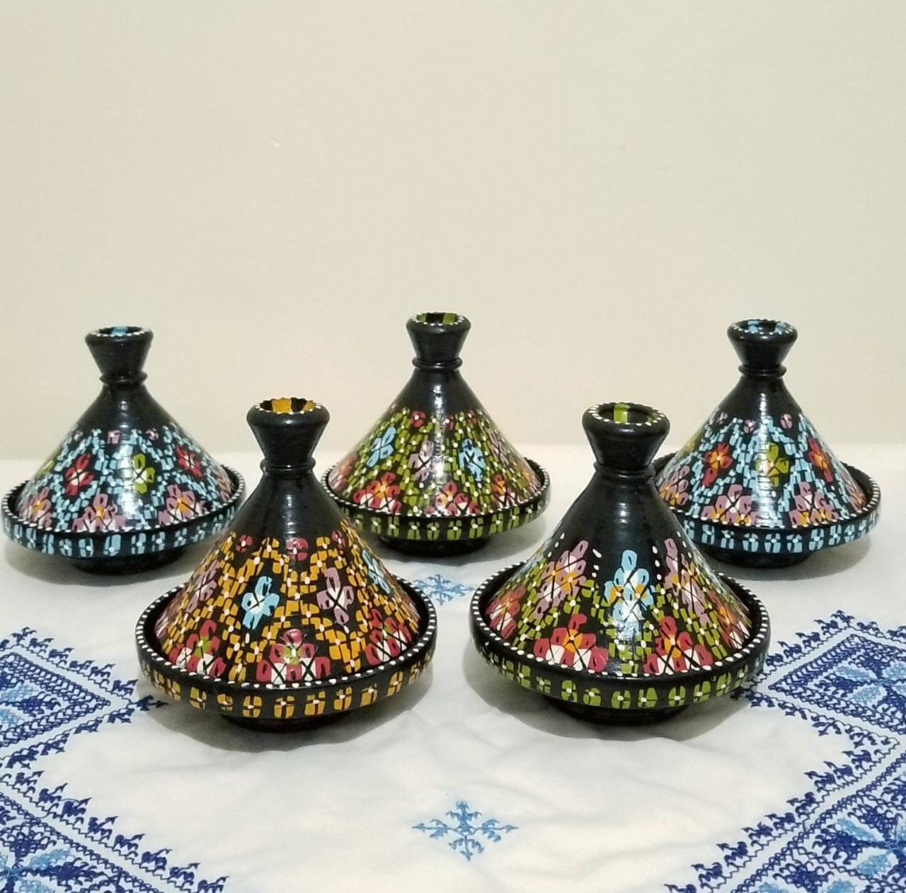 Set of 5 Moroccan Artisan Ceramic Mini Tagines Small Handmade Tagines ...