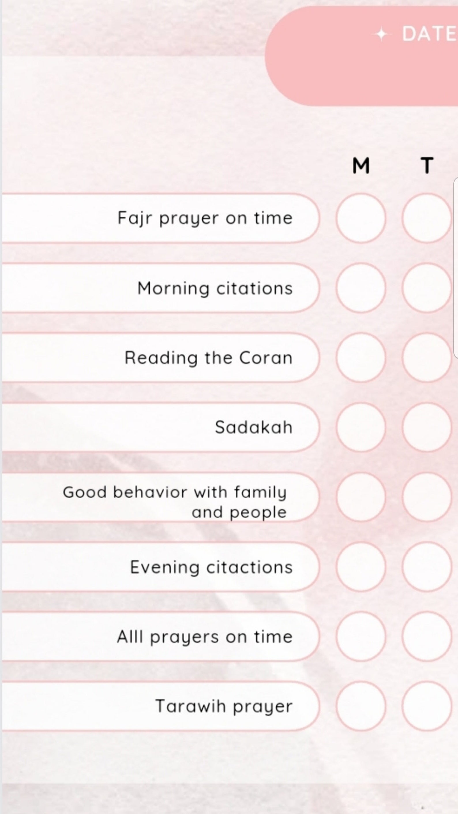 Daily Tracker Ramadan 2024, Pink Islamic Tracker, Calendar for Ramadan ...