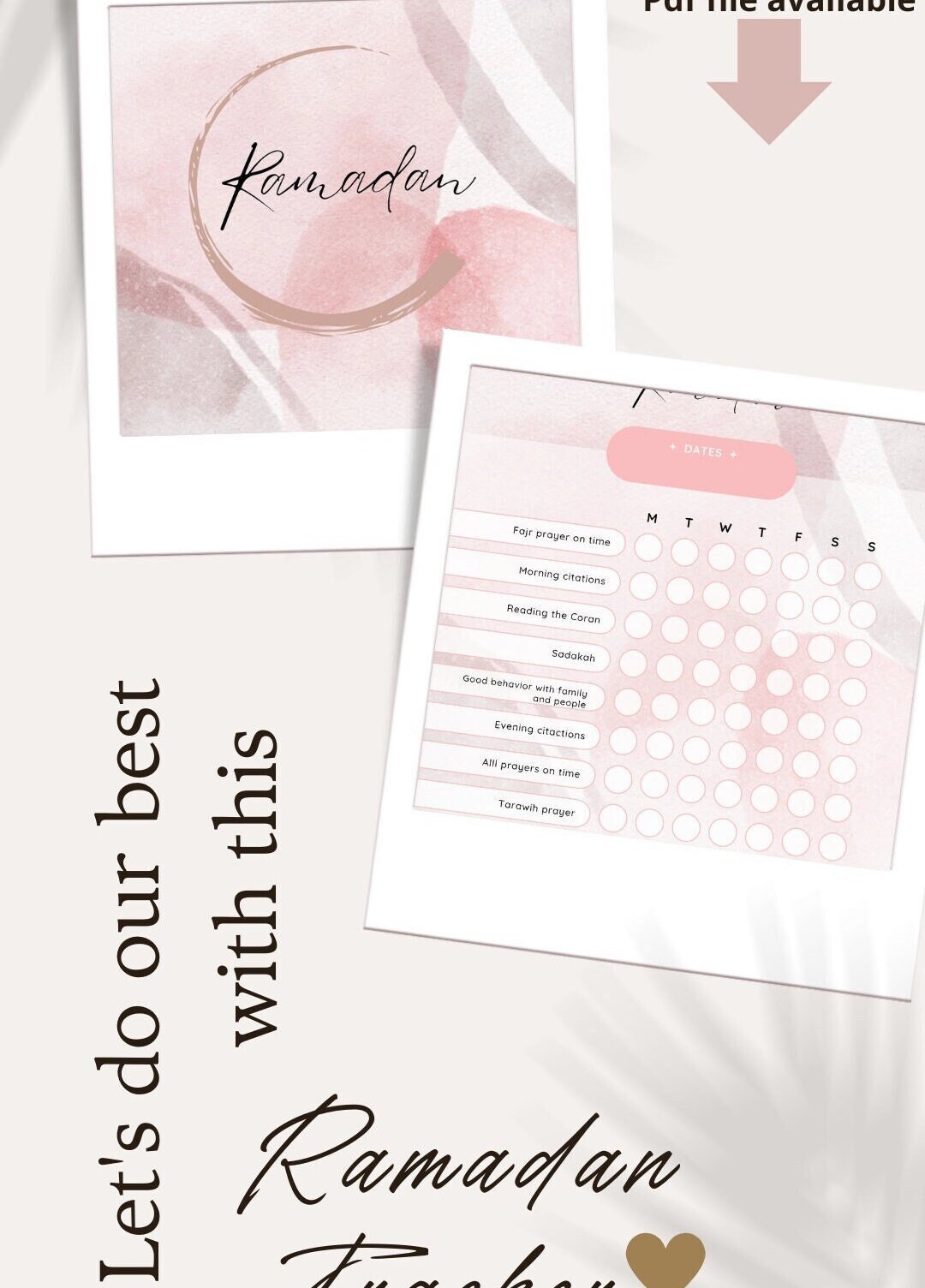 Daily Tracker Ramadan 2024, Pink Islamic Tracker, Calendar for Ramadan ...
