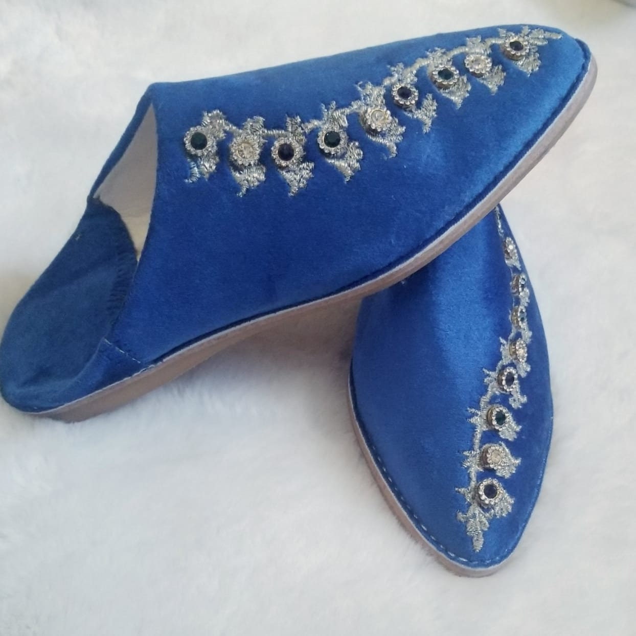 Babouche Pointue Marocaine Pour Femme, Chaussons En Cuir Et Daim Pour ...