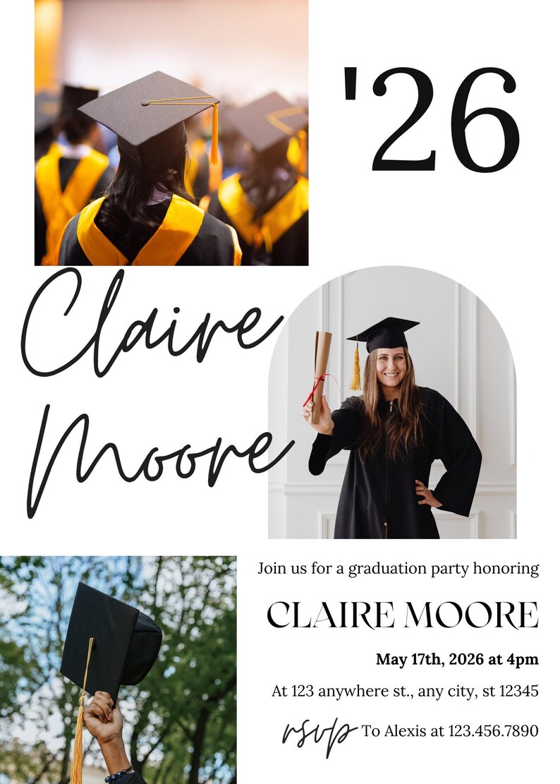 Graduation Invitation Template | Editable Graduation Party Invite With ...