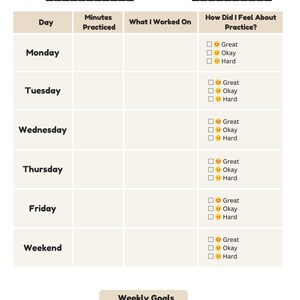 Kids Music Practice Log | Printable Tracker | Weekly Chart | Piano ...