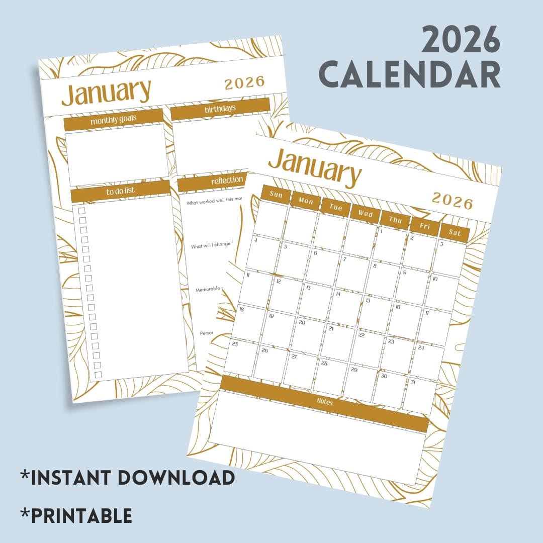 2026 Portrait Monthly Calendars | 8.5x11 | January - December | PDF ...