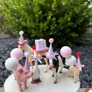 Farm Animal Caketopper/pink and White/farm Birthday Cake Topper ...