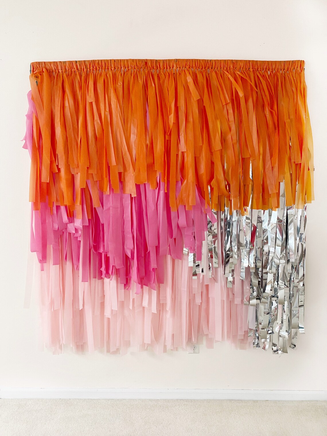Fringe Wall Backdrop/orange Pink and Silver/party - Etsy