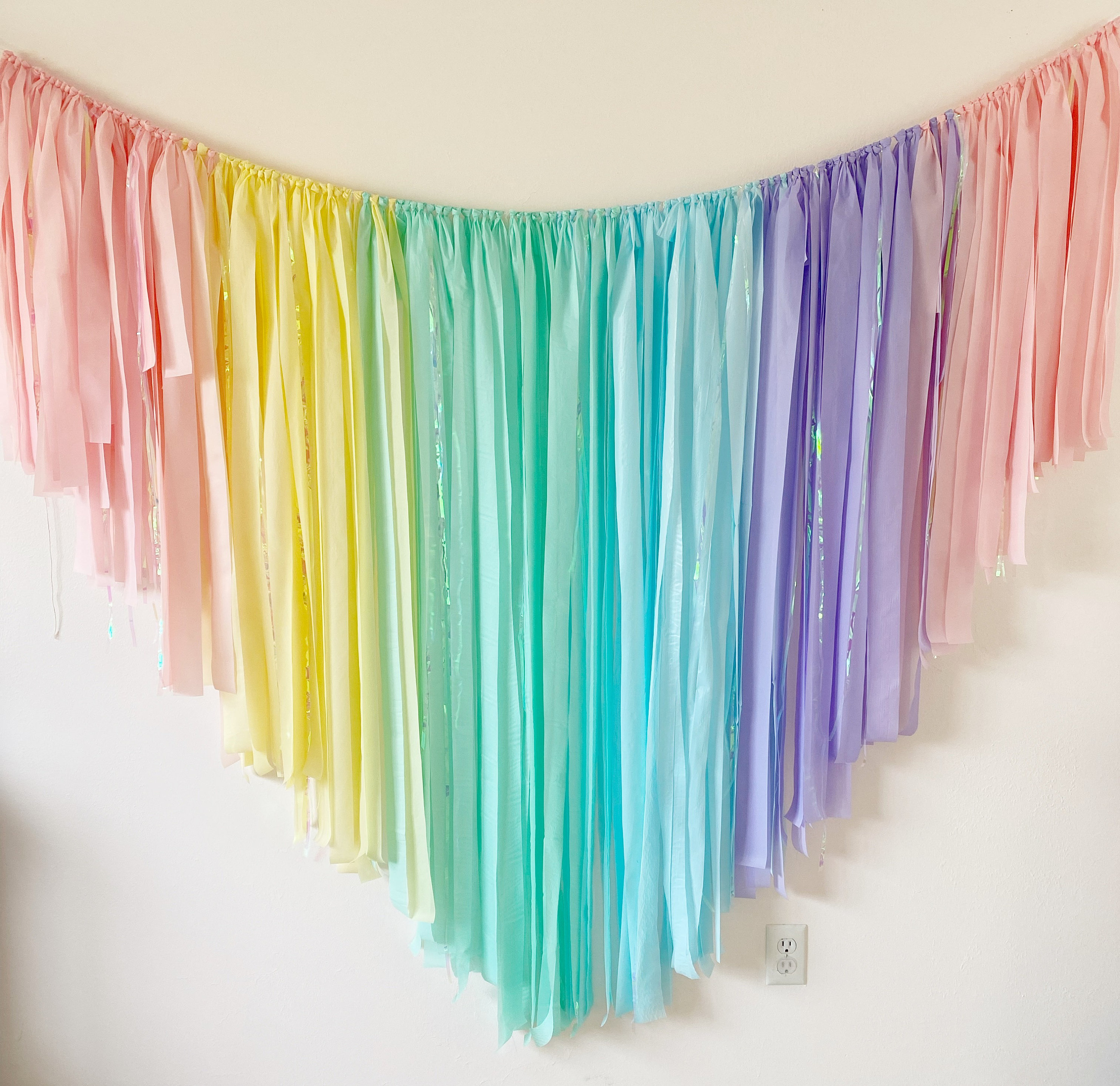 6 Feet Pastel Rainbow Backdrop Plastic Streamers/baby Shower Backdrop ...