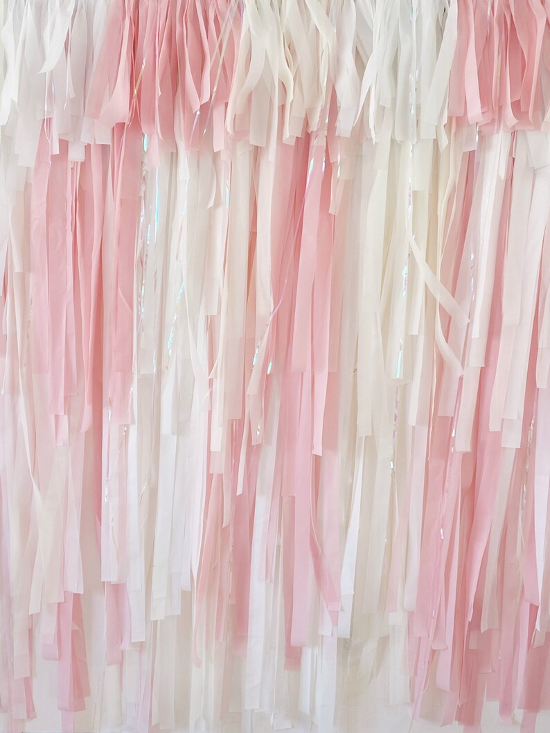 Pink Fringe Backdrop: Bohemian Party Decor, Iridescent Accents - Etsy