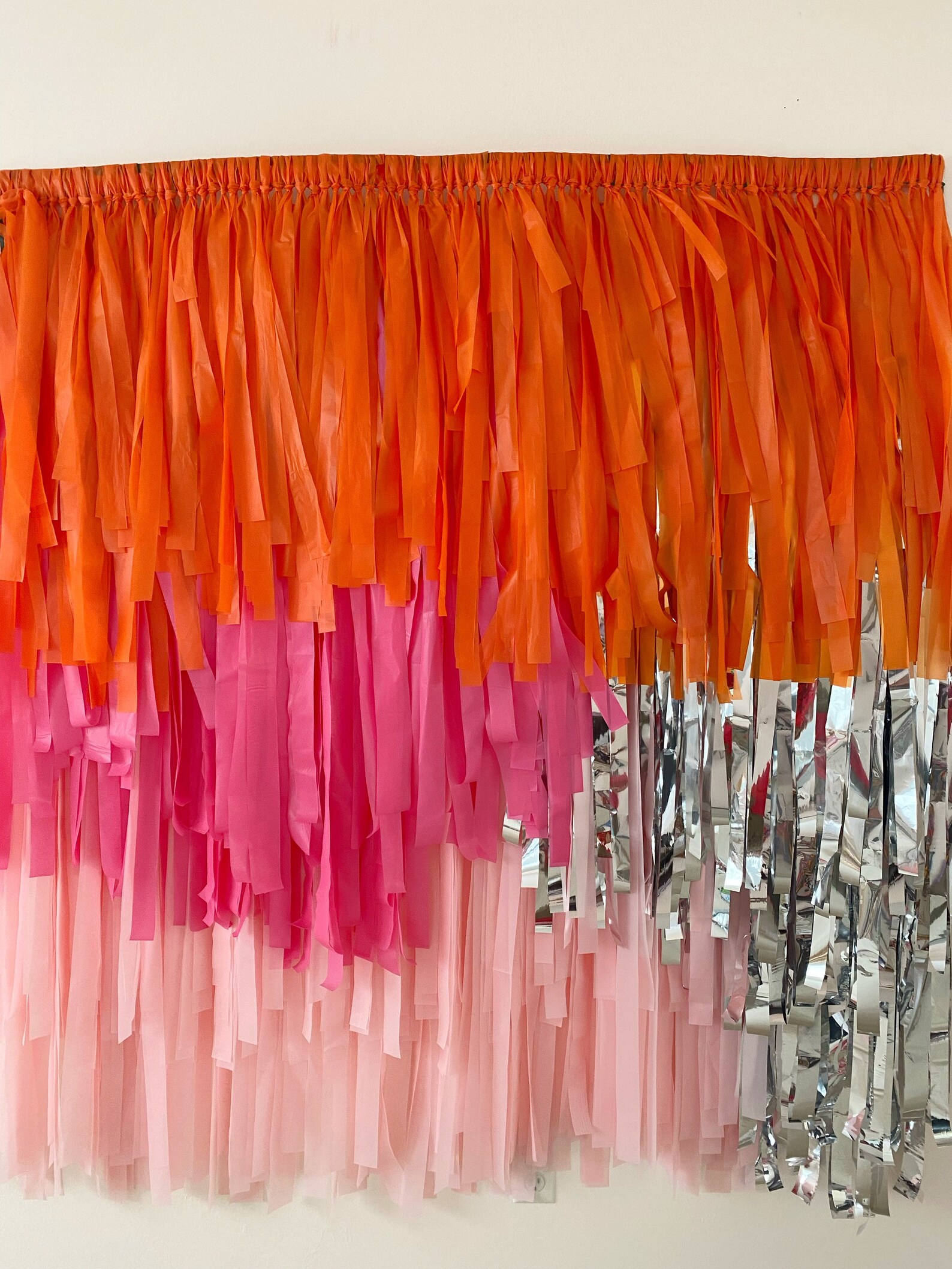 Fringe Wall Backdrop/orange Pink and Silver/party - Etsy