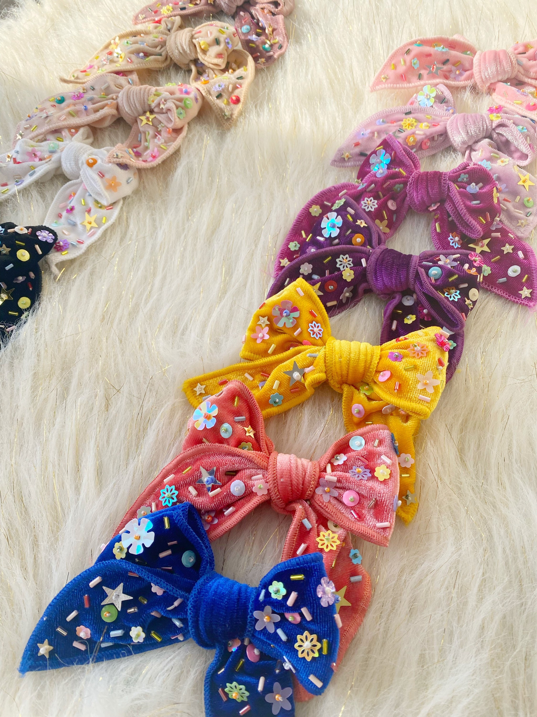 Velvet Bow/embroidery Bows/tie Dye Bow/embellished Velvet Bow - Etsy