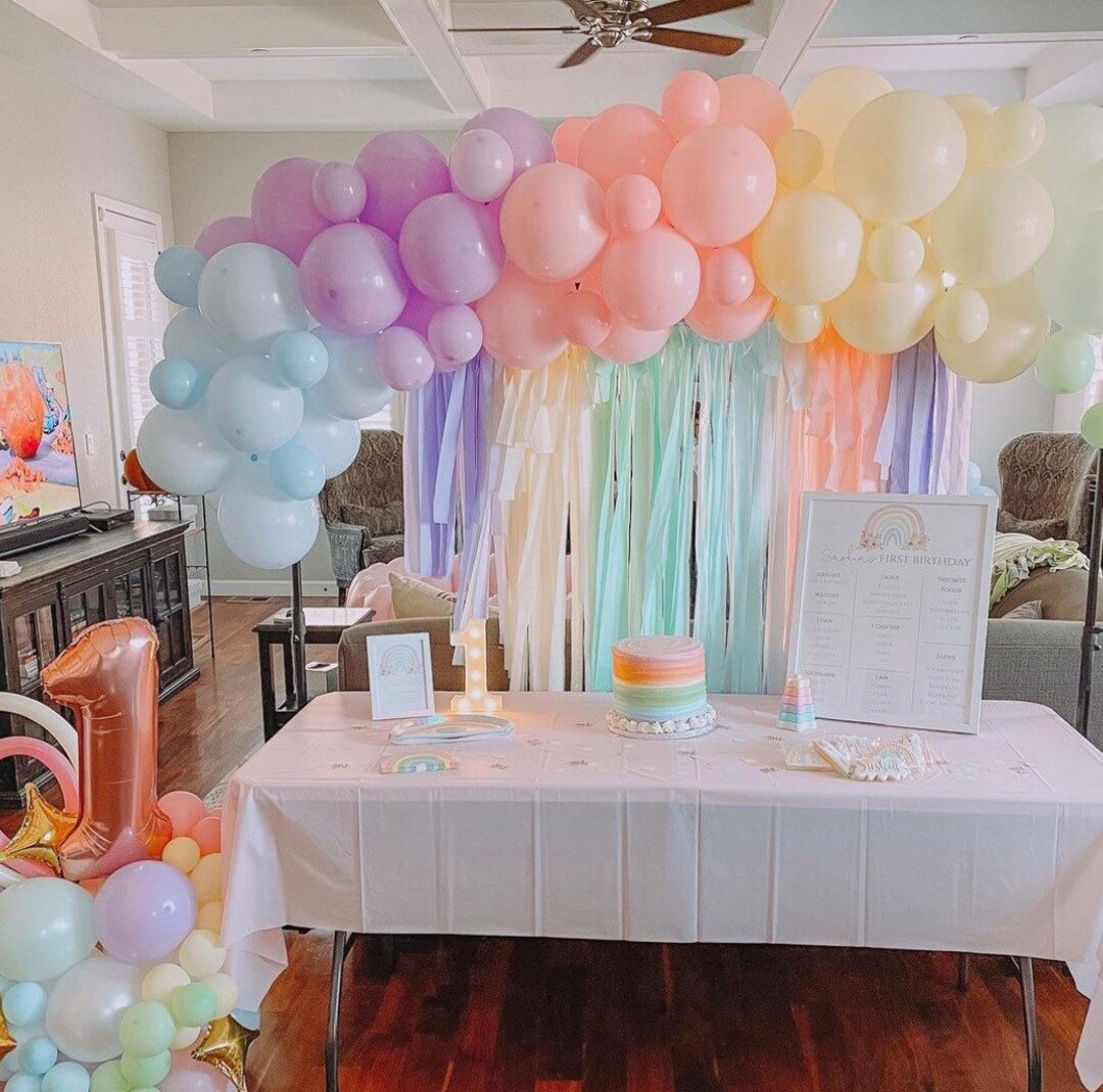 Pastel Rainbow Backdrop Plastic Streamers/baby Shower Backdrop Fringes ...