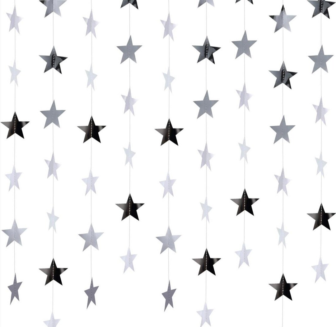 Star Garland/silver Star/card Stock Paper Garland/ Shinny Star Garland ...