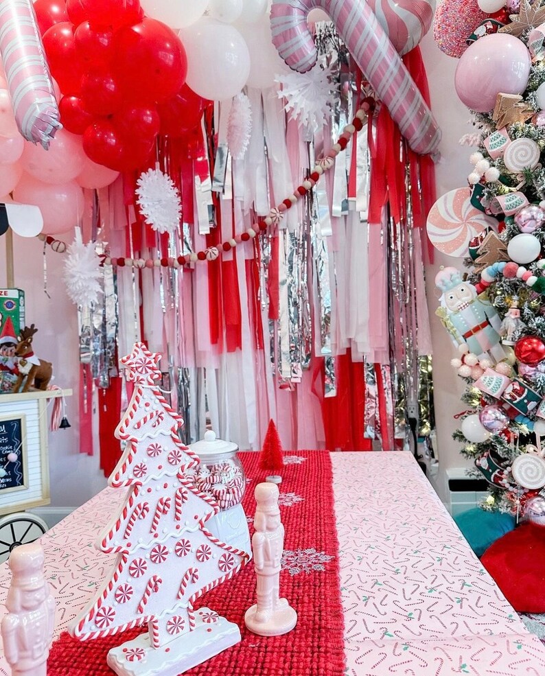 Holiday Backdrop/christmas Party Backdrop/red Pink and Green Backdrop ...