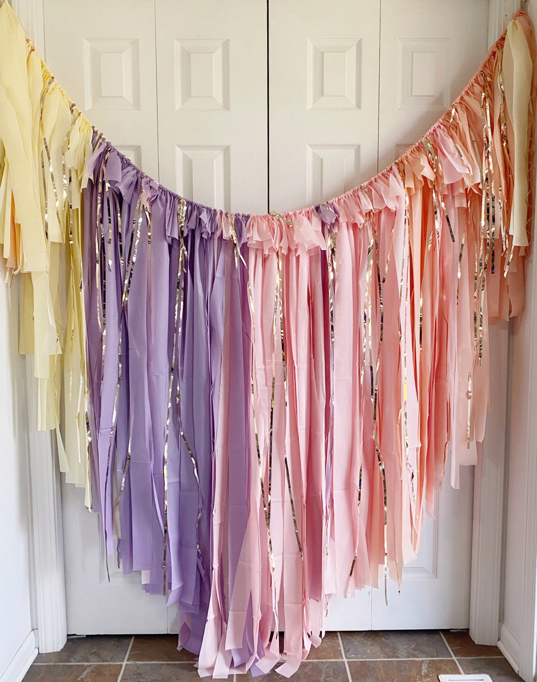 Pastel Streamer Backdrop: Ice Cream Colors, Gold Strands - Etsy
