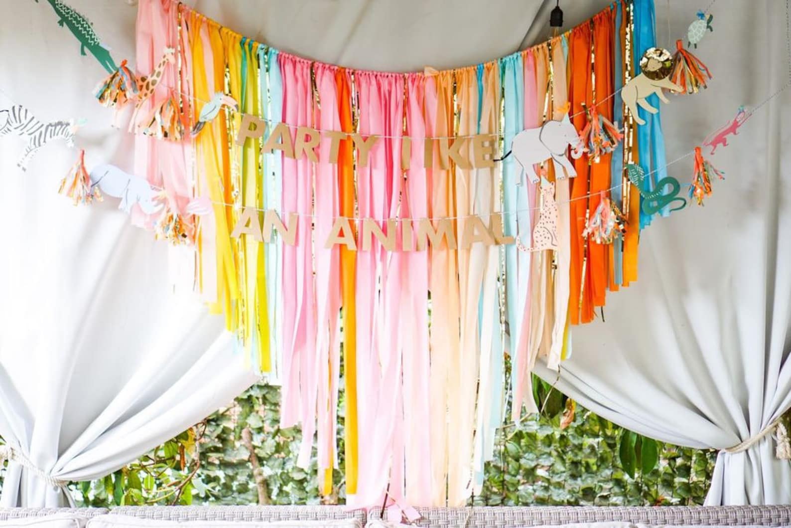 Party Animals/safari Birthday Backdrop Fringes/plastic Streamers/ Party ...